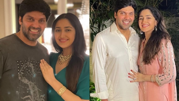 A Family Picture Of Actor Arya And His Wife Sayyesha With Her Daughter ...