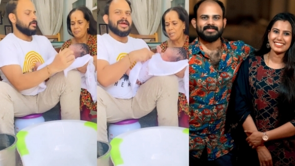 Malayalam Singer Vijay Madhav First Time Bathing His Newborn Baby ...